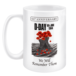 D Day Jumbo Mug - 80th Anniversary Commemorative Poppy Boots Design